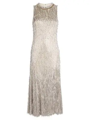 Cinq À Sept Embellished Izara Midi Dress - Silver