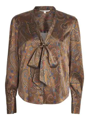 Veronica Beard Stretch-silk Paisley Francine Blouse - Brown
