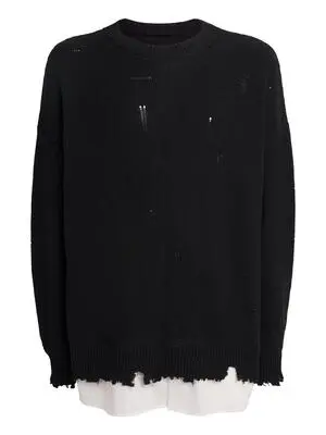 MAISON MARGIELA Cotton Distressed Sweater - Black