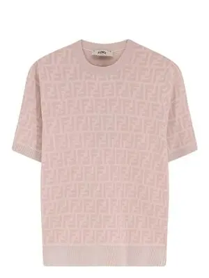 Fendi Ff Wool And Silk Sweater - Pink