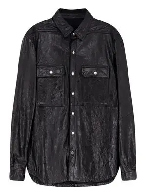 Rick Owens Leather Outershirt Jacket - Black