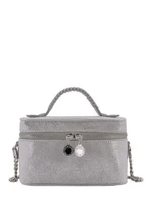Stella McCartney Laminated Shaggy Deer Fabric Crossbody Bag - Silver