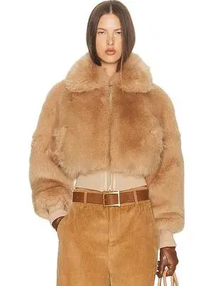 HELSA Faux Fox Bomber Jacket