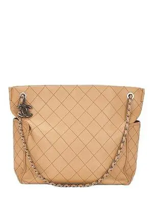 Chanel Calfskin Large Soft Tote Bag - Tan