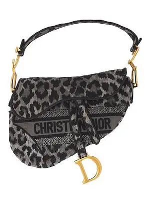 Dior Mizza Embroidered Saddle Bag - Grey