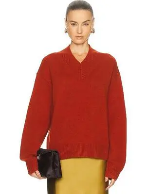 SRG Doris Cashmere V-neck Sweater - Rust
