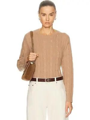 SPORTY & RICH Src Cableknit Cashmere Blend Sweater - Camel