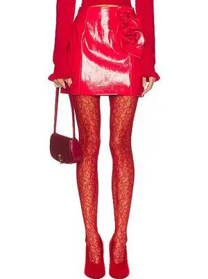 AKNVAS Liva Faux Leather Rose Skirt - Red