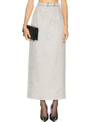 Adam Lippes Levi Metallic Jacquard Skirt - Chrome