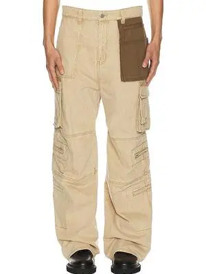 We11Done Washed Cargo Trousers - Beige