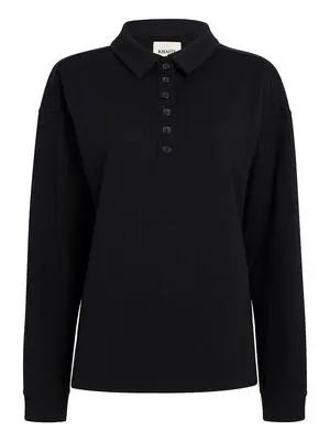 Khaite Faithful Long-sleeve Polo Top - Black