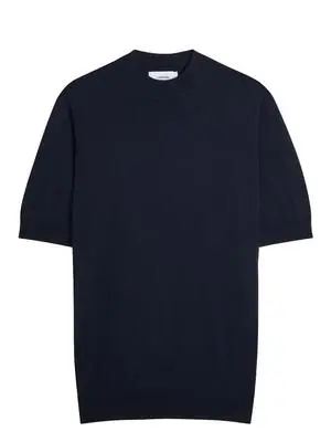 LARDINI Fine-knit Cotton T-shirt - Navy