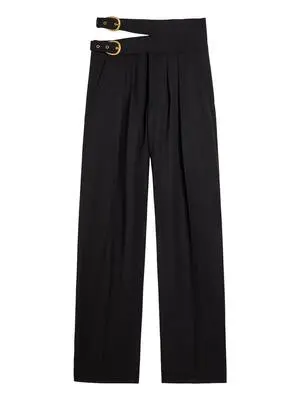 Chloé Belted Wool Trousers - Black