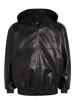 Amiri Logo-appliquéd Hooded Leather Jacket - Black