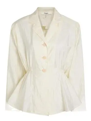 Chloé Peplum Taffeta Blouse - Off White