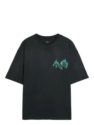 Amiri Flames Printed Cotton T-shirt - Black