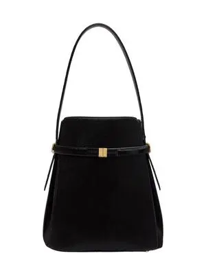 TOTEME Belted Calf-hair Bucket Bag - Black