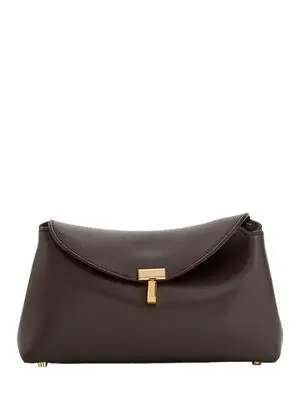TOTEME T-lock Mini Leather Clutch - Chocolate