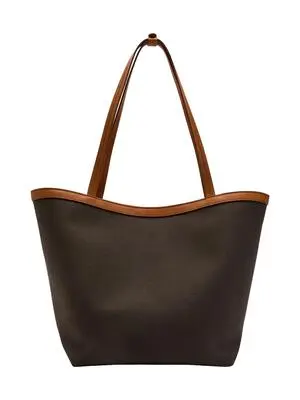 THE ROW Park Three Leather-trimmed Canvas Tote - Brown