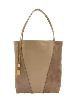 Chloé Spin Medium Panelled Suede Tote Bag - Taupe