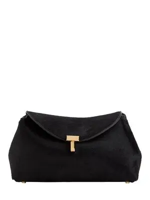 TOTEME T-lock Mini Pony Hair Clutch - Black