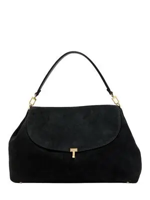 TOTEME T-lock Suede Top Handle Bag - Black
