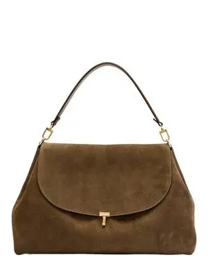 TOTEME T-lock Suede Top Handle Bag - Taupe