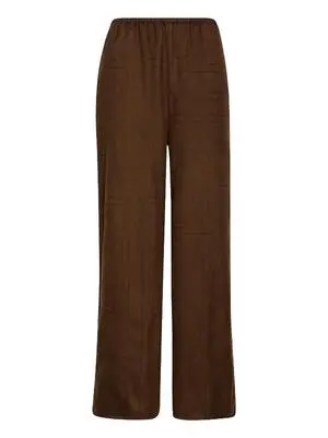 TOTEME Monogram Embroidered Flannel Pajama Pants - Dark Brown