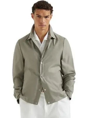 Brunello Cucinelli Silk Outerwear Jacket - Khaki