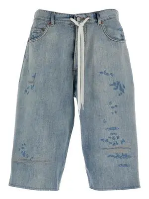 MAISON MARGIELA Cut Denim Bermuda Trousers - Sky Blue