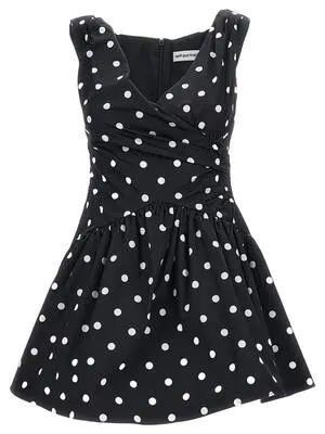 SELF-PORTRAIT Polka Dot Mini Dress - Black