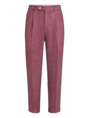 Brunello Cucinelli Hopsack Pleated Trousers Coral