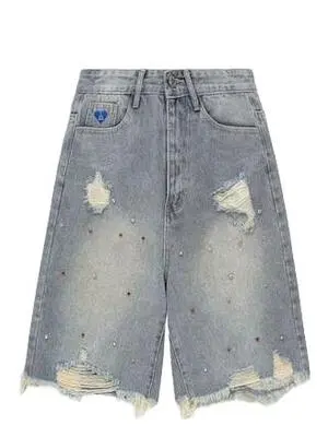 AELFRIC EDEN Rhinestone Denim Jorts - Blue