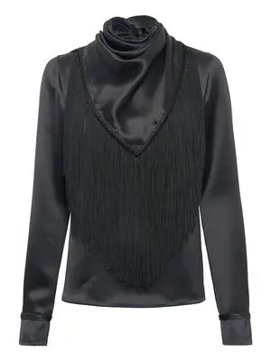 Gabriela Hearst Anderson Fringe Scarf Top - Black