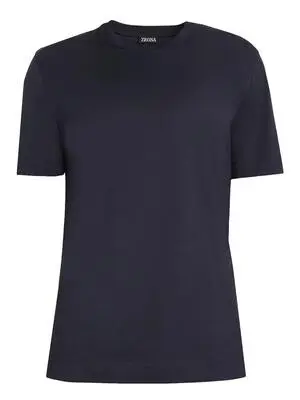 Zegna Cotton Jersey Crewneck T-shirt Blue