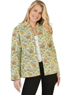 YUMI Floral Reversible Quilted Jacket - Yellow