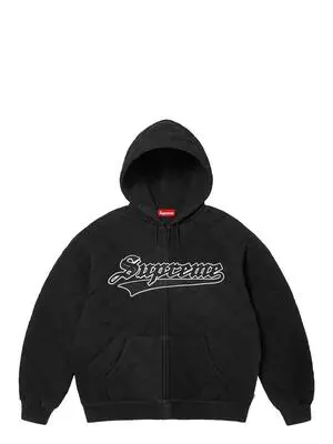 Supreme Quilted Zip Hooded Sweater - Black