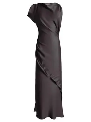 Victoria Beckham Victoria Beckham Draped Satin Midi Dress Grey