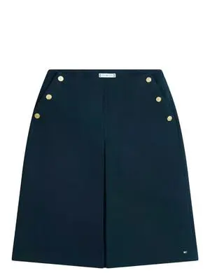 Tommy Hilfiger Midi A-line Skirt With Button Detail - Blue