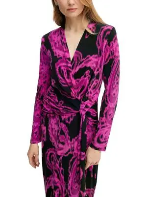 Joseph Ribkoff Paisley-print Tie Midi Dress - Black