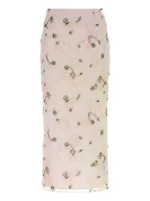 ROTATE BY BIRGER CHRISTENSEN Beaded Floral Pencil Skirt - Pink