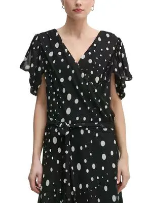 Joseph Ribkoff Polka-dot Midi Wrap Dress - Black