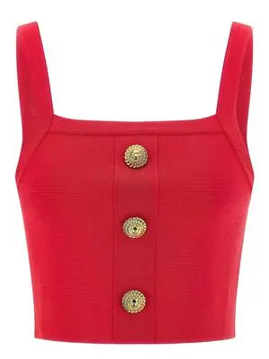 Balmain Button-detail Top - Red