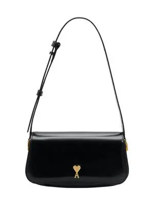 Ami Paris Leather Shoulder Bag - Black