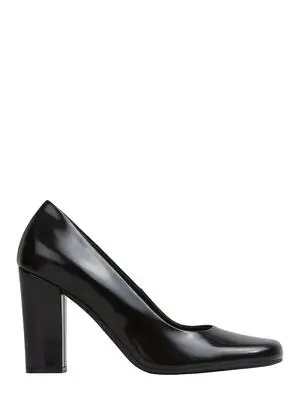 THE ROW Penelope Rounded Calf Leather Heel Shoes - Black