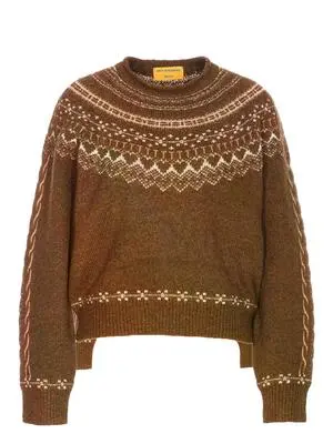 Guest In Residence Patterned Crewneck Sweater - Brown