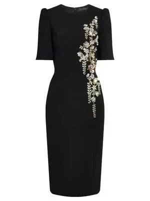 Jenny Packham Roma Embellished Midi Dress - Black
