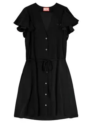 DIESEL® Flutter-sleeve V-neck Dress - Black