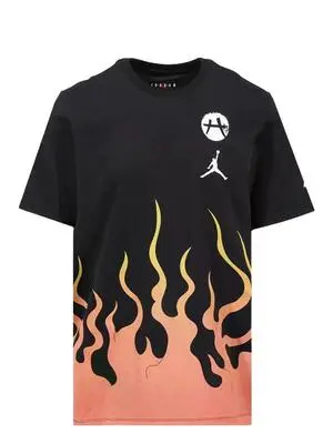 JORDAN X Rui Hachimura Flame-print Logo T-shirt Black