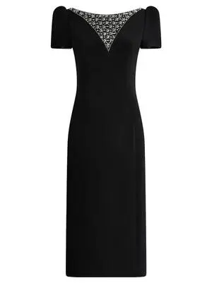 Jenny Packham Vienna Embellished Puff-sleeve Midi Dress - Black